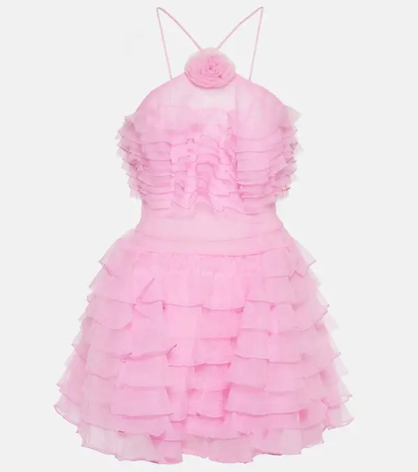 Staud Florian Ruffled Organza Minidress - Pink