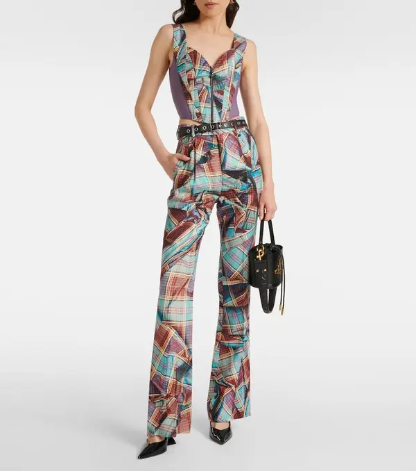VIVIENNE WESTWOOD Tartan Virgin Wool Flared Pants