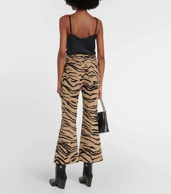 Stella McCartney Tiger-print Wool-blend Flared Trousers