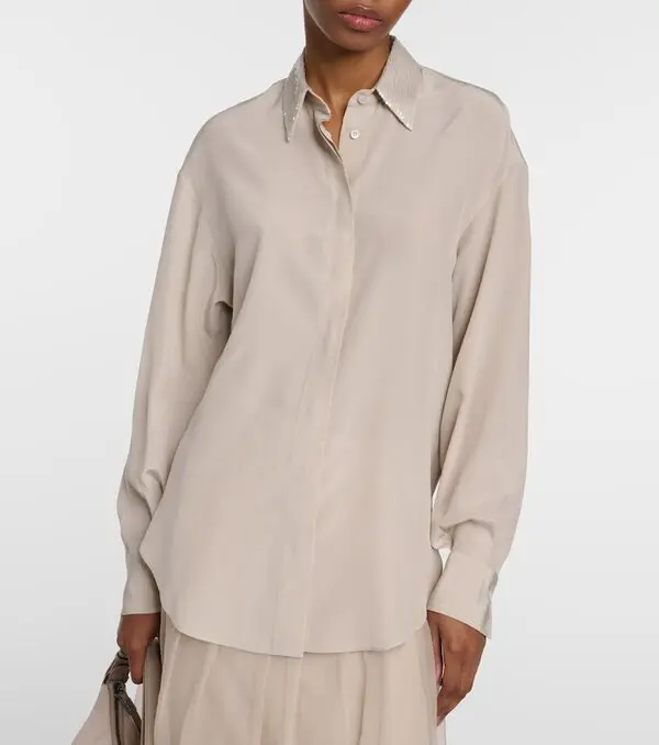 Brunello Cucinelli Embellished Silk Shirt