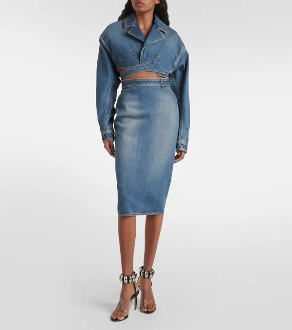 Alaïa Denim Pencil Skirt