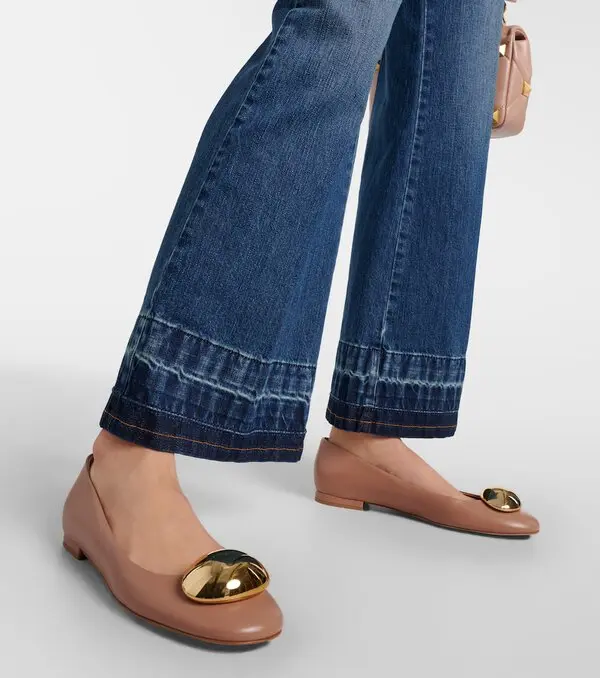 GIANVITO ROSSI Sphera Leather Ballet Flats - Brown