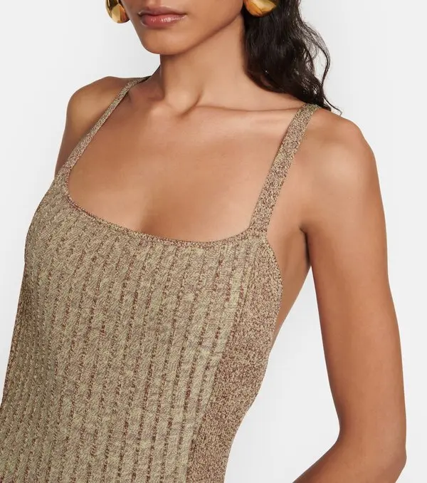 GANNI Ribbed-knit Midi Dress
