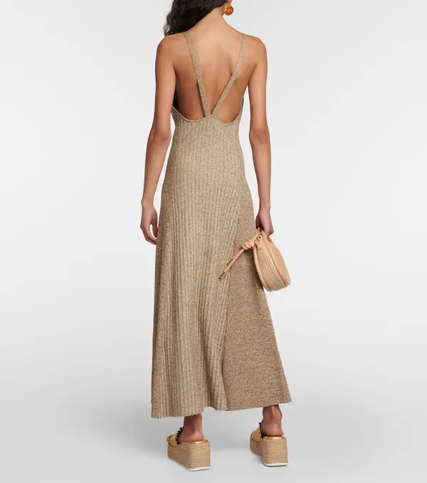GANNI Ribbed-knit Midi Dress
