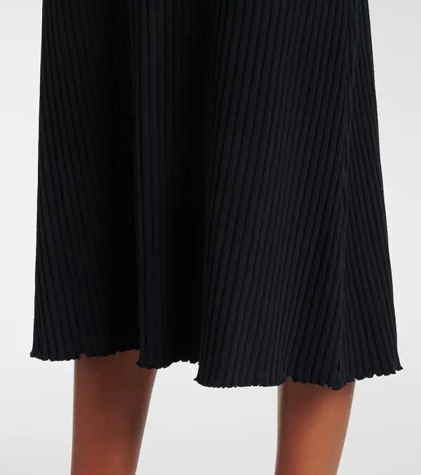Vince Ribbed-knit Cotton-blend Midi Polo Dress