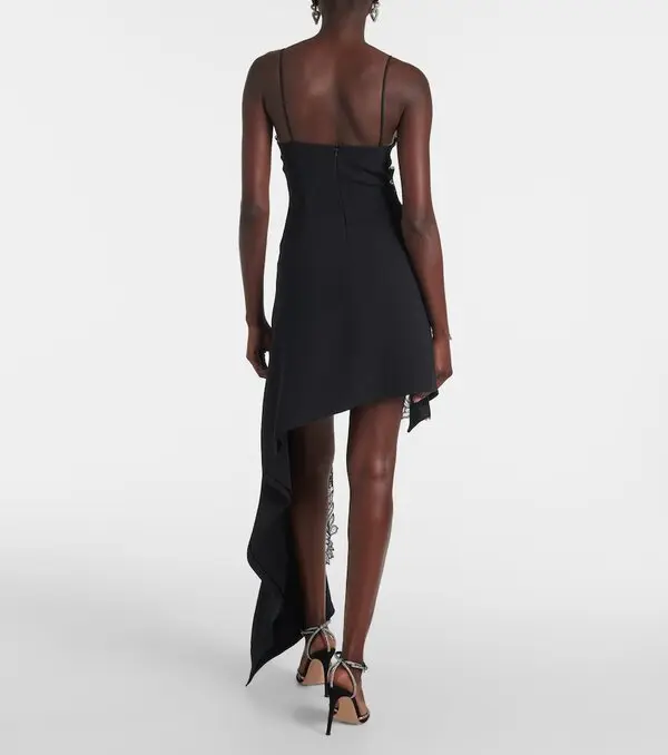 David Koma Asymmetric Lace-trimmed Mini Dress