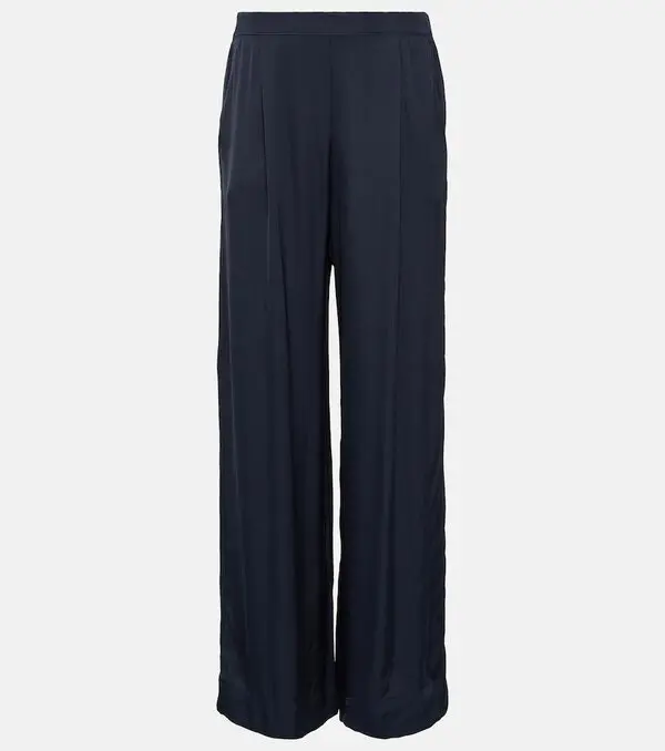 Velvet By Graham & Spencer Livi Satin Wide-leg Trousers - Grey