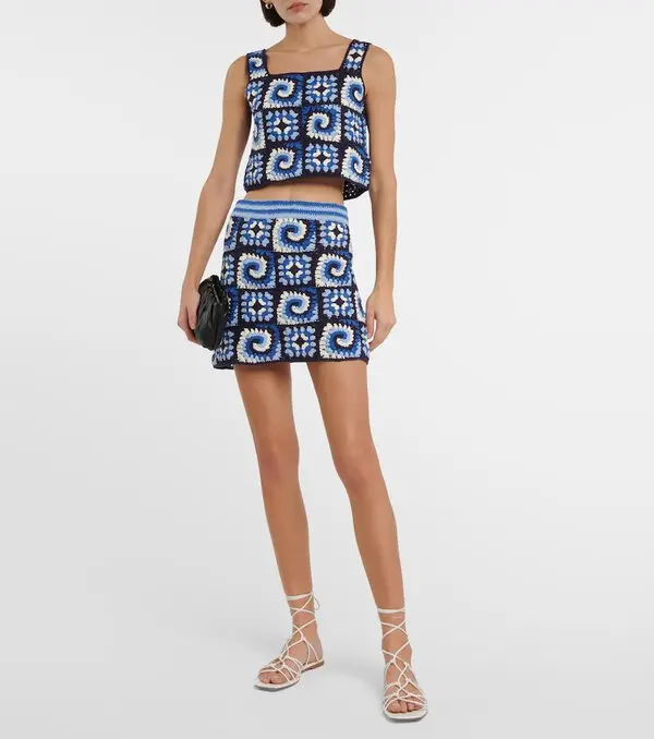 Staud Cotton Crochet Mini Skirt