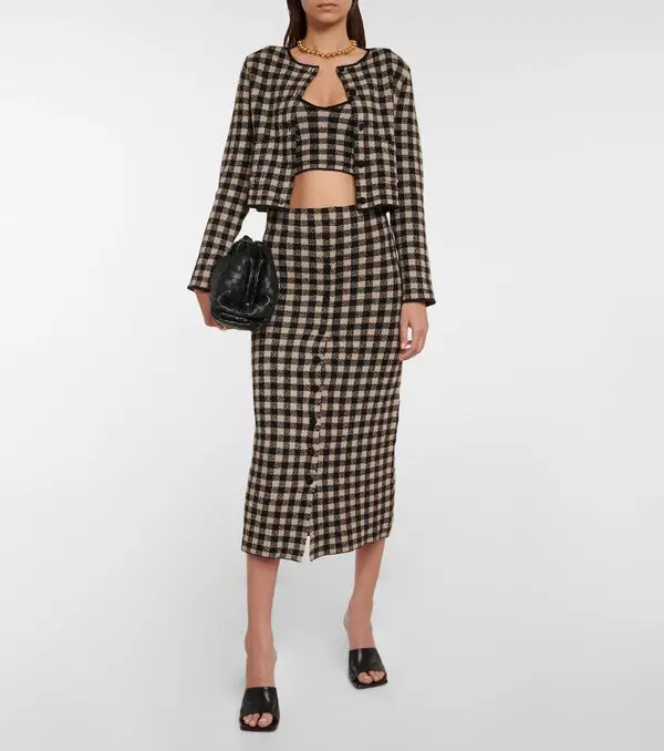 Altuzarra Checked Midi Skirt