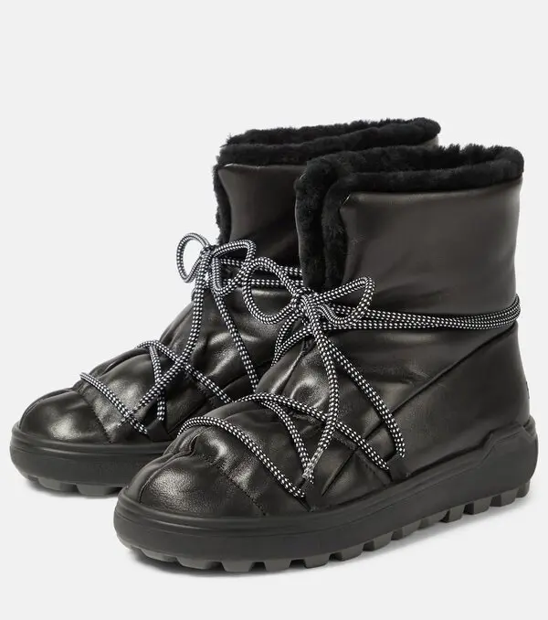 Bogner Leather Ankle Boots With Shearling Lining