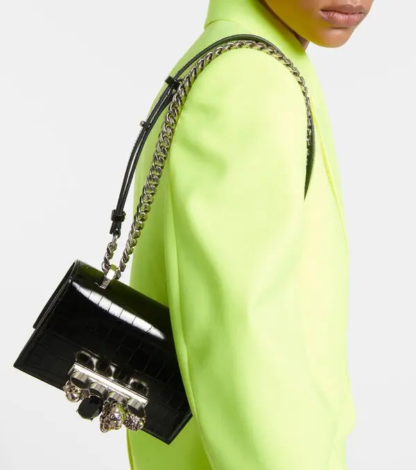 Alexander McQueen Jewelled Satchel Leather Shoulder Bag