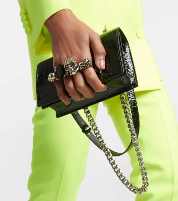 Alexander McQueen Jewelled Satchel Leather Shoulder Bag