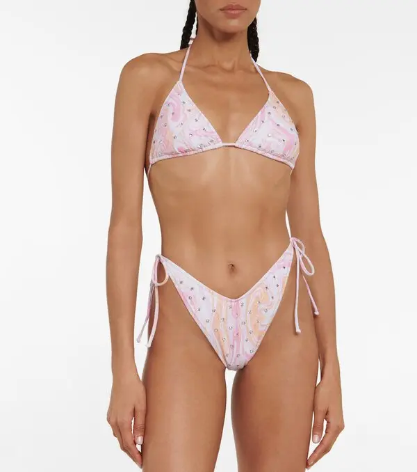REINA OLGA Susan Embellished Bikini Top