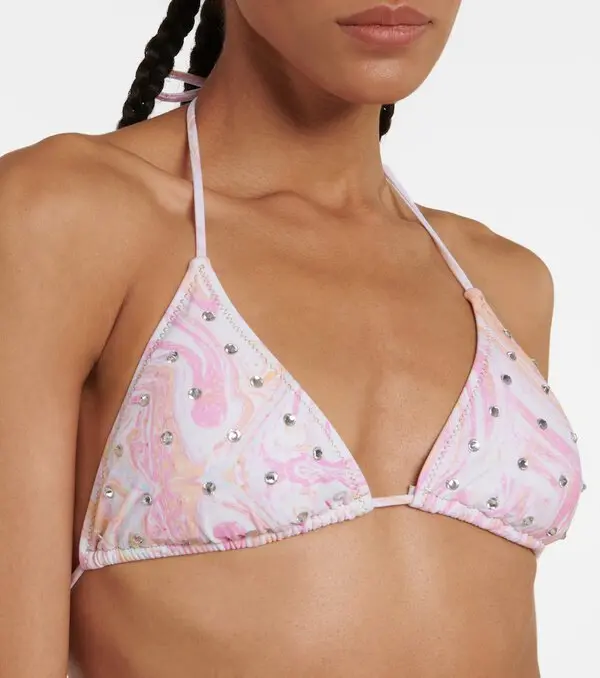REINA OLGA Susan Embellished Bikini Top