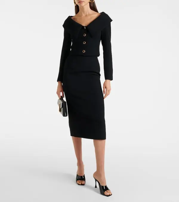 Alessandra Rich Wool Midi Skirt