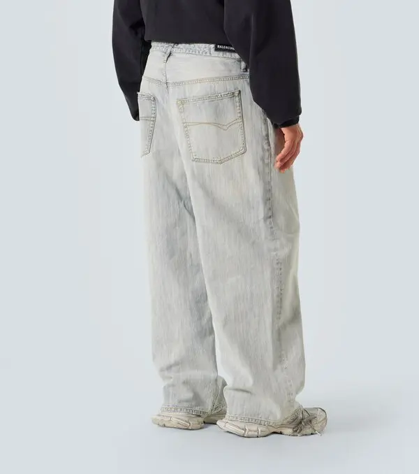 Balenciaga Mid-rise Cotton Twill Wide-leg Jeans - Blue