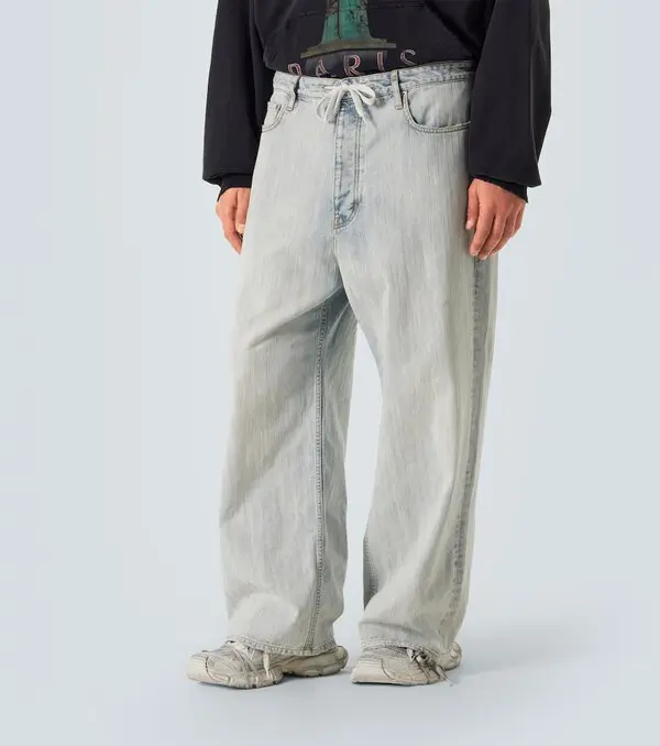Balenciaga Mid-rise Cotton Twill Wide-leg Jeans - Blue