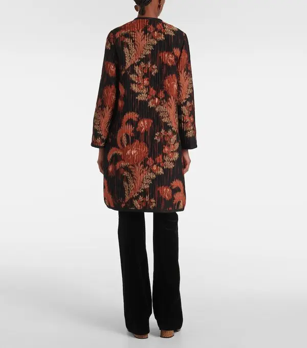 Etro Floral Print Textured Coat