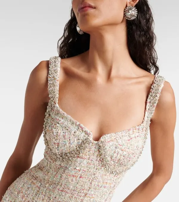 SELF-PORTRAIT Embellished Bouclé Mini Dress