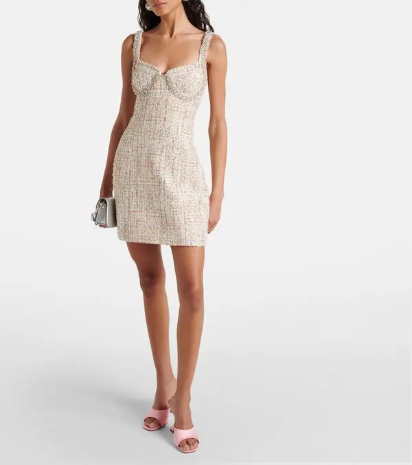SELF-PORTRAIT Embellished Bouclé Mini Dress
