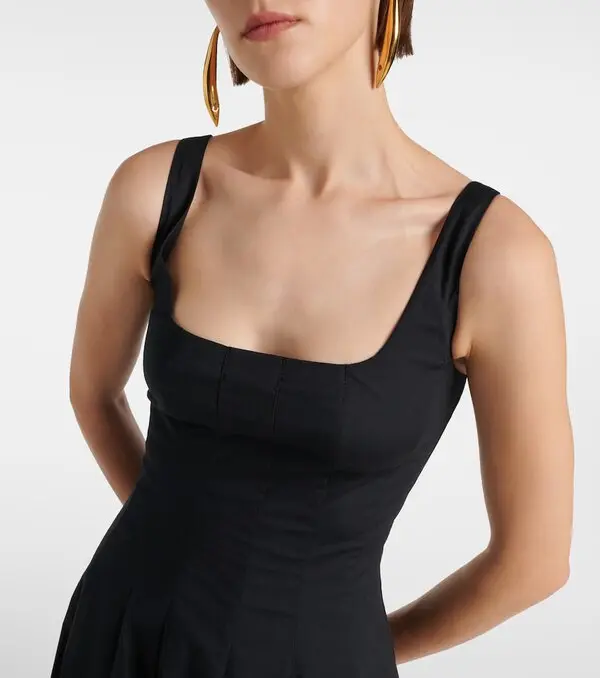 Staud Wells Cotton Poplin Midi Dress - Black