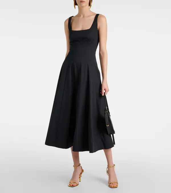 Staud Wells Cotton Poplin Midi Dress - Black