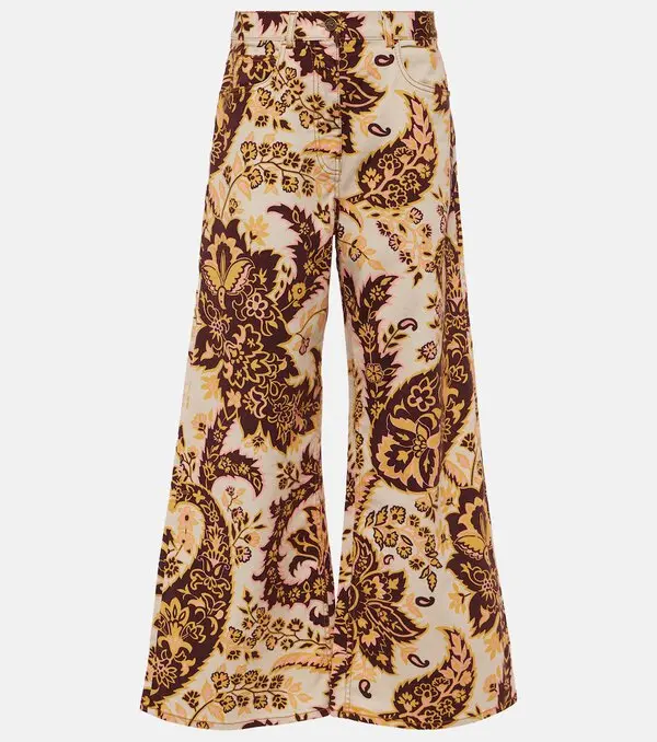 Etro High-rise Wide-leg Jeans With Floral Print - Multicoloured