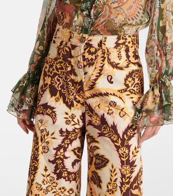 Etro High-rise Wide-leg Jeans With Floral Print