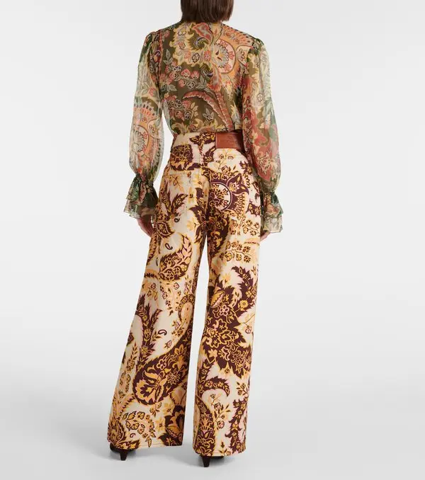 Etro High-rise Wide-leg Jeans With Floral Print