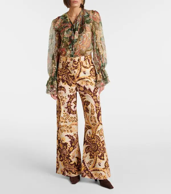 Etro High-rise Wide-leg Jeans With Floral Print