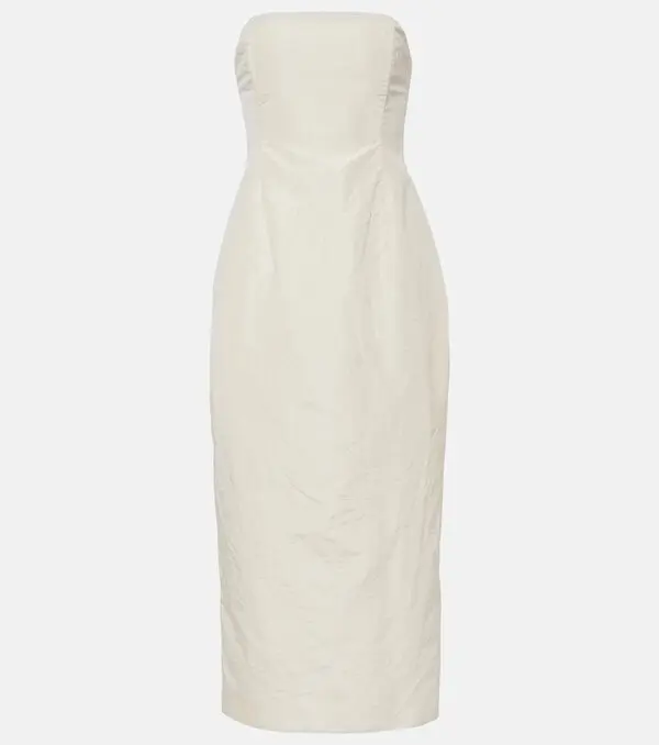 Magda Butrym Strapless Silk Taffeta Midi Dress - Neutrals