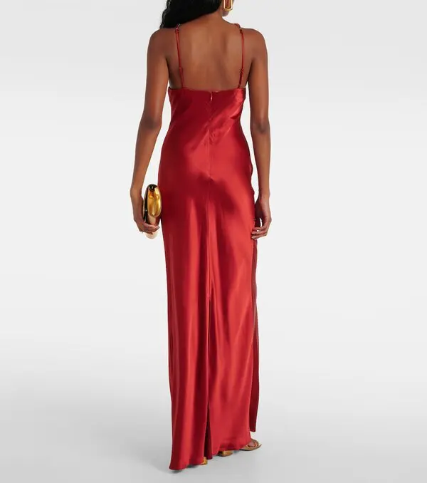 Staud Cadence Beaded Satin Gown