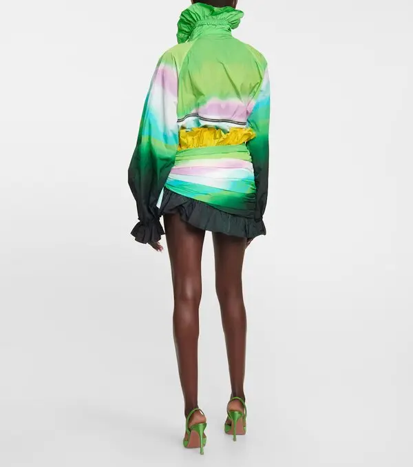AREA Ombre Ruffled Miniskirt