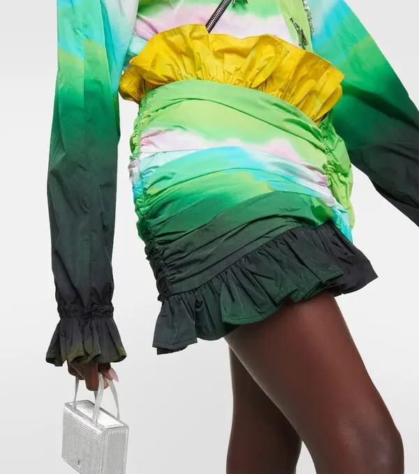 AREA Ombre Ruffled Miniskirt