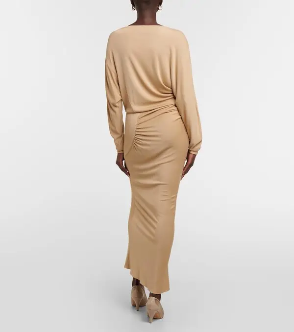 Khaite Oron Ruched Jersey Midi Dress