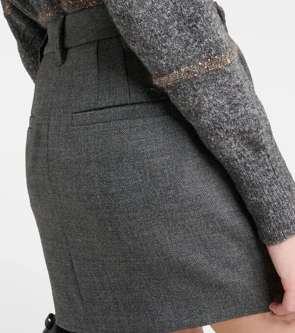 Brunello Cucinelli Pleated Virgin Wool Miniskirt