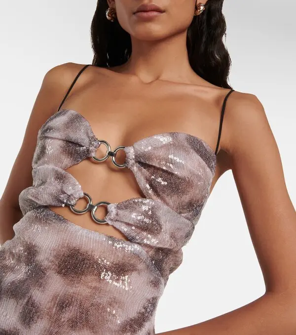 NENSI DOJAKA Sequin Embellished Cutout Mini Dress - Multicoloured