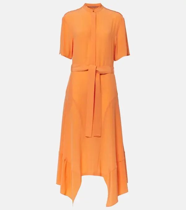 Stella McCartney Silk Crepe De Chine Midi Dress - Orange