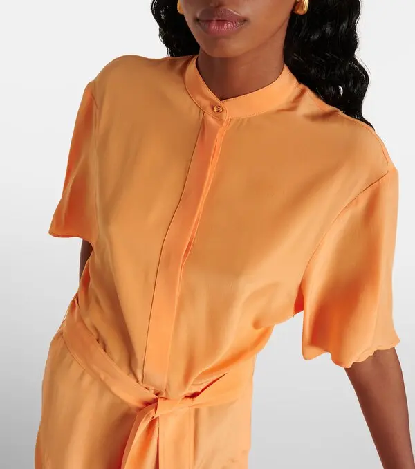 Stella McCartney Silk Crepe De Chine Midi Dress - Orange