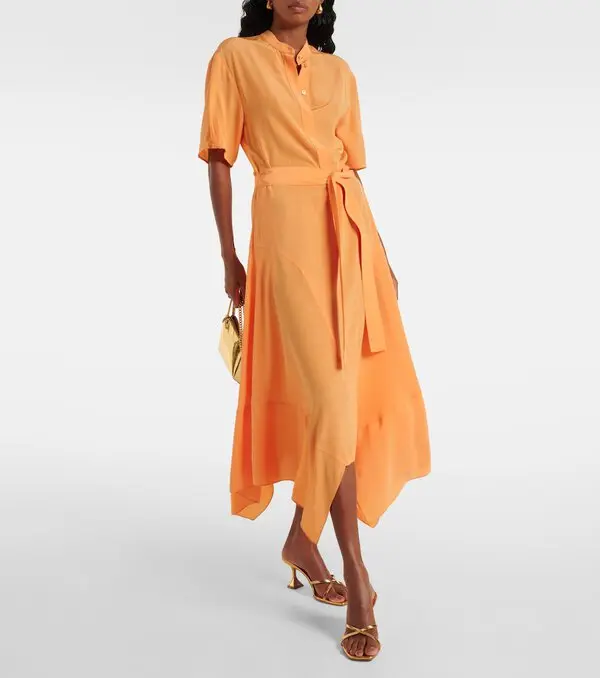 Stella McCartney Silk Crepe De Chine Midi Dress - Orange