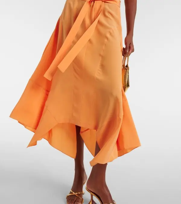 Stella McCartney Silk Crepe De Chine Midi Dress - Orange