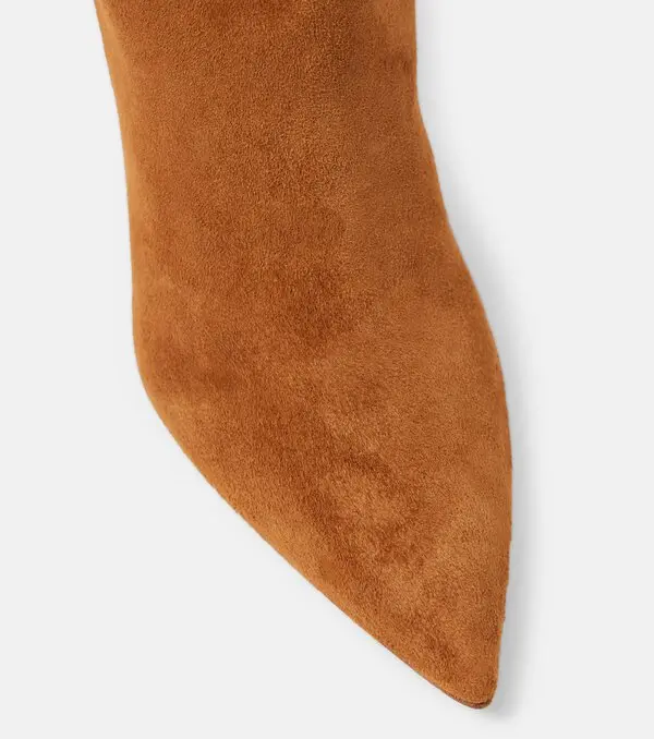AQUAZZURA Matignon Suede Pointed Toe High Heel Ankle Boots