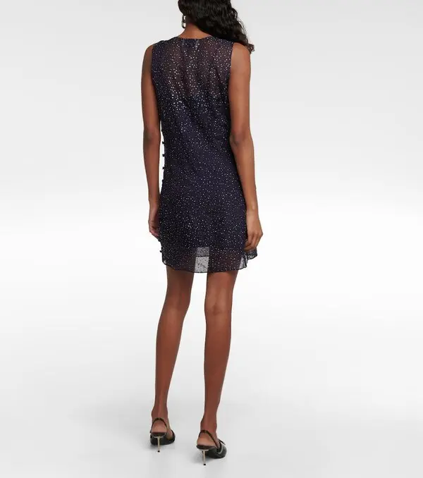Coperni Embellished Sheer Silk Mini Dress
