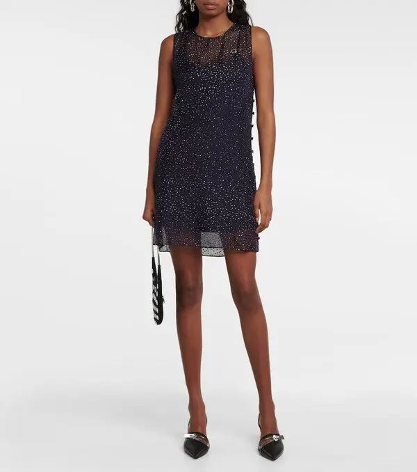 Coperni Embellished Sheer Silk Mini Dress