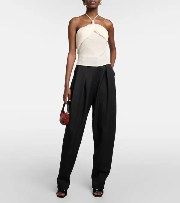 Magda Butrym Embellished Halterneck Top - White