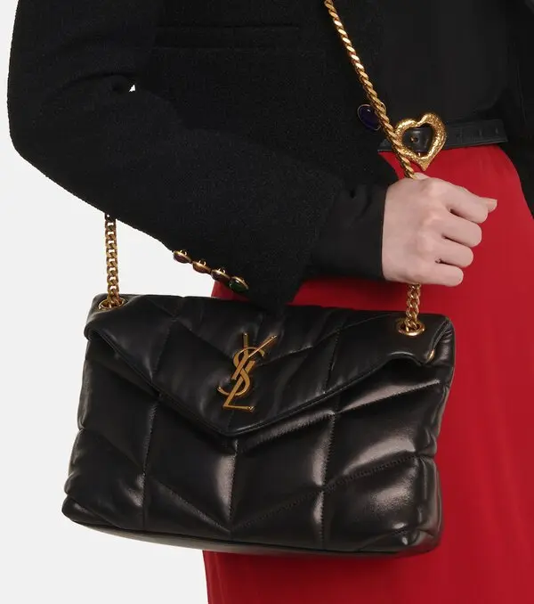 Saint Laurent Puffer Small Leather Shoulder Bag - Black