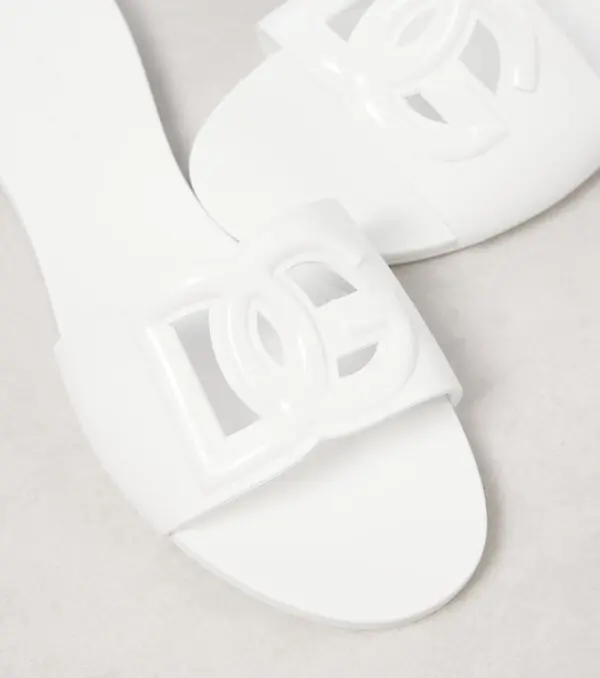 Dolce & Gabbana Dg Cutout Rubber Slides - White