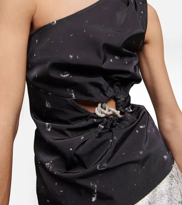 JACQUES WEI Printed One-shoulder Top