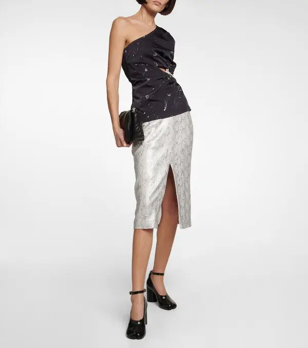 JACQUES WEI Printed One-shoulder Top