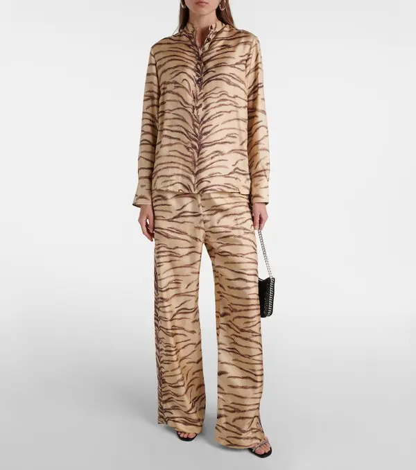 Stella McCartney Printed Silk Wide-leg Trousers - Multicoloured